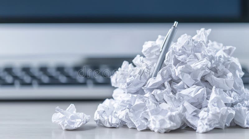 Crumpled Paper Pile Pen Desk Office Workplace Business Ideas Failure ...