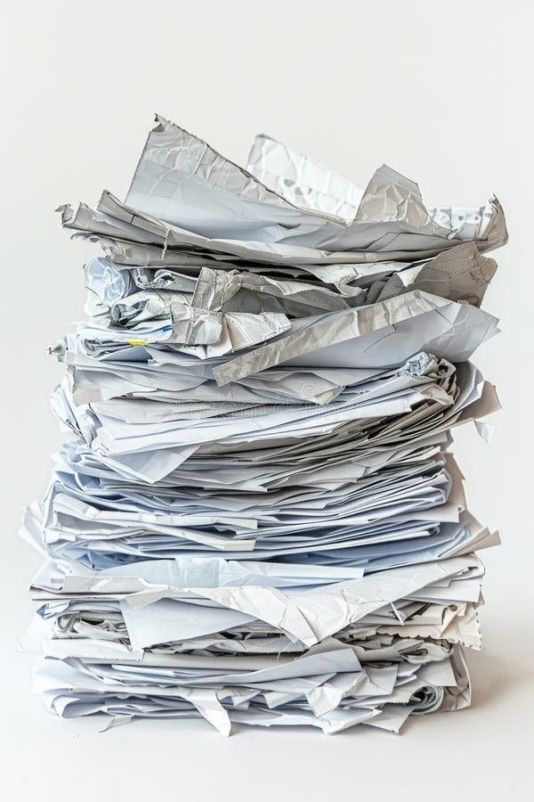 A Pile of Crumpled Paper is Stacked on Top of Each Other Stock Photo ...