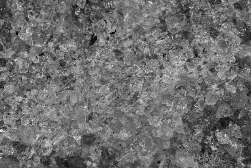 Pile Of Crushed Glass Crystals In Macro Closeup, Black And White ...