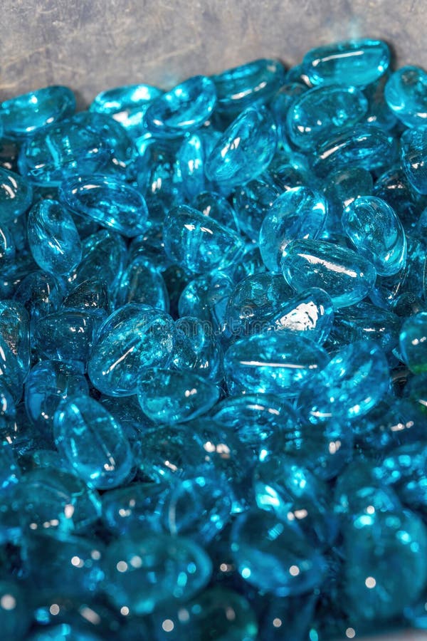 Pile of Crystal Clear Blue Glass Stones Close-up Stock Photo - Image of ...