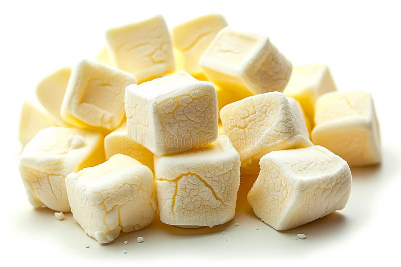 A Pile of Cubes of Butter on a White Surface Stock Image - Image of ...