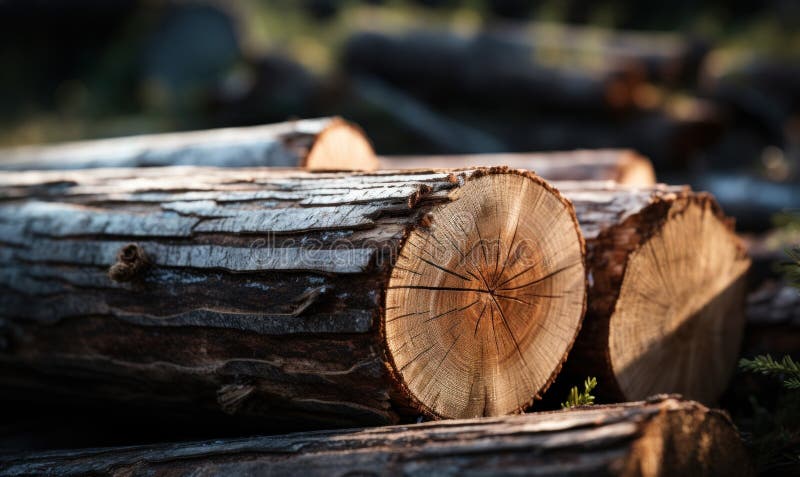 Pile of Cut Tree Trunks in Forest, Closeup View Stock Photo - Image of ...