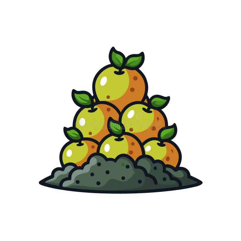Pile of Cute Apples in Cartoon Vector Style Stock Illustration ...