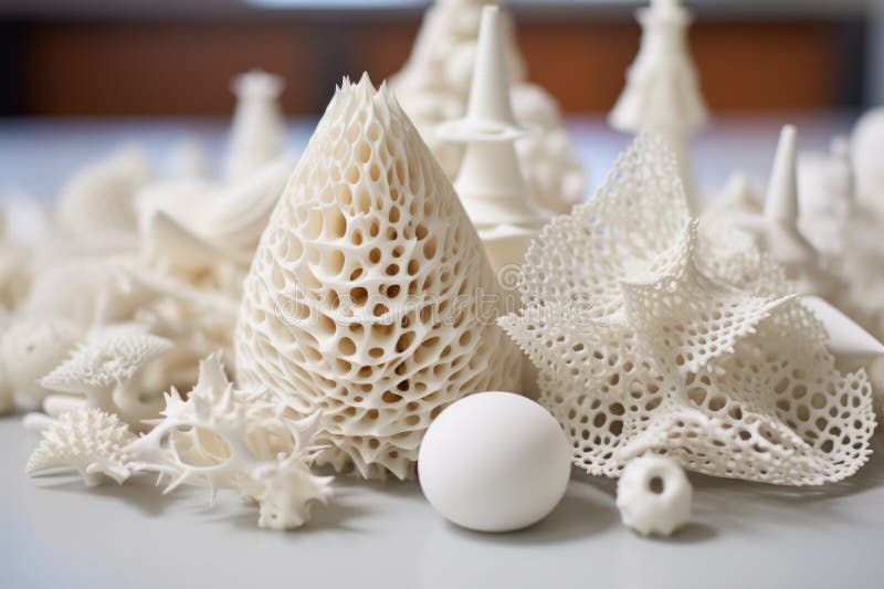 Pile of 3d-printed Objects on a Clean White Table Stock Illustration - Illustration of ...