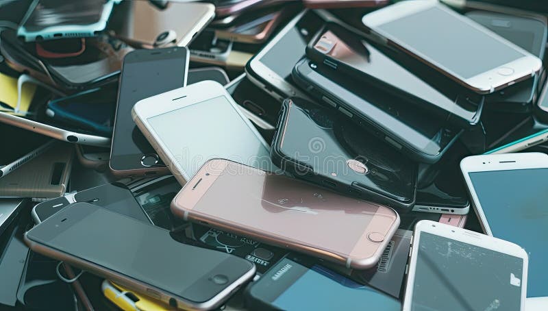 Pile of Damaged Android Smartphones. Concept of Technology Recycle ...