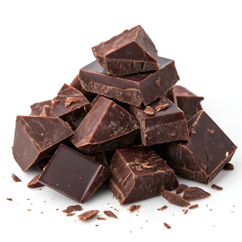 Pile of Dark Chocolate Chunks Isolated on White Background Stock ...