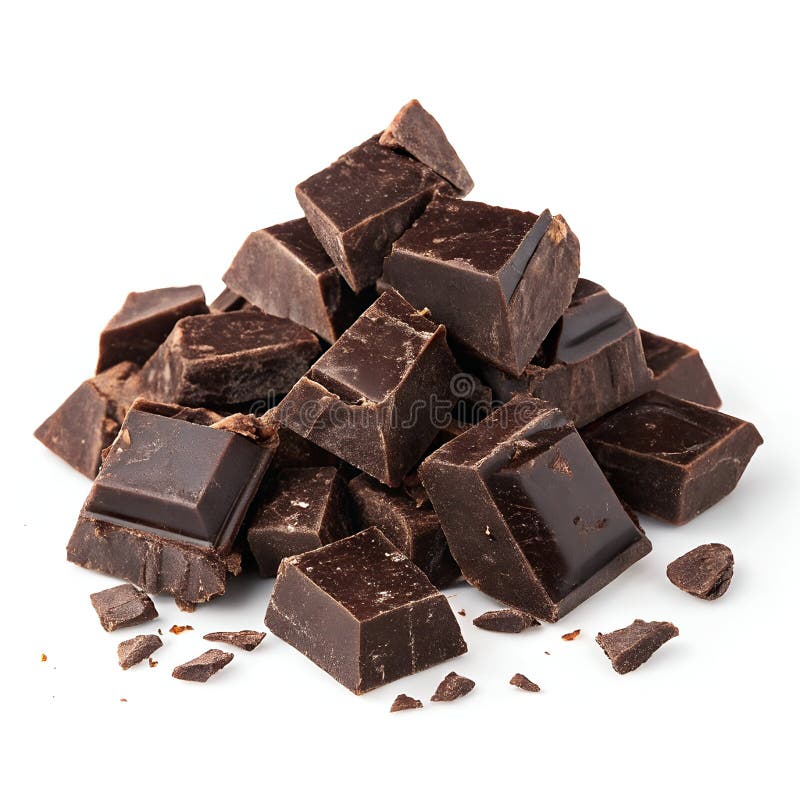Pile of Dark Chocolate Chunks Isolated on White Background Stock ...