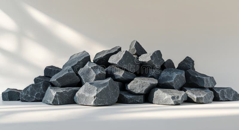 A Pile of Dark Grey Irregularly Shaped Rocks Stock Photo - Image of ...