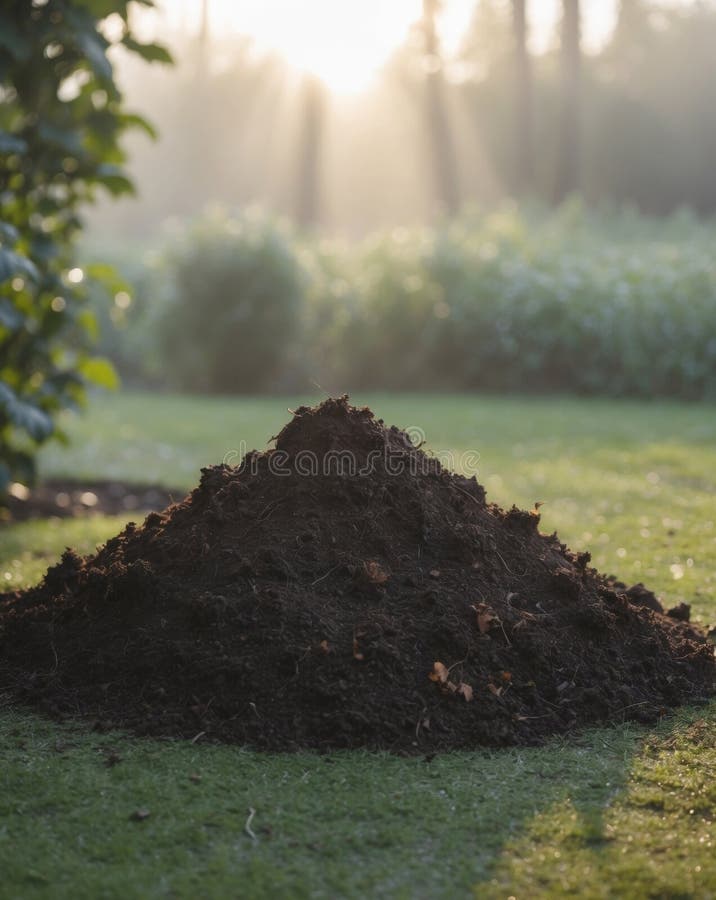 Pile of Dark Soil in a Garden during Early Morning Light. Stock Photo ...