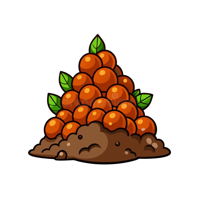 Pile of Dates Cartoon Illustration with Green Leaves Stock Illustration ...