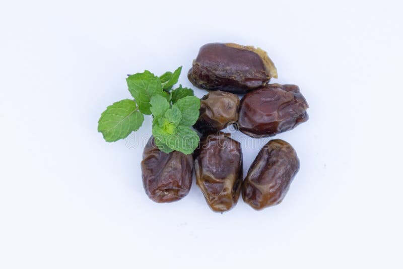 Pile of Dates with Green Leaf Garnish Stock Image - Image of ramadan ...