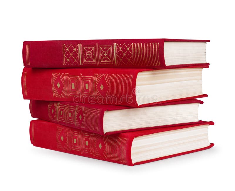 Pile De Livres De Rouge De Vintage Image stock - Image du isolement ...
