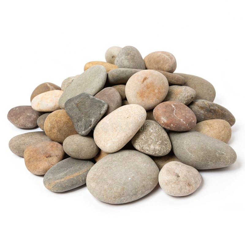 Pile De River Rocks Aislado En Fondo Blanco Stock de ilustración ...