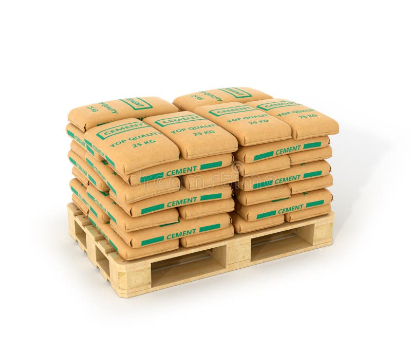Pile De Sacs De Ciment Sur La Palette En Bois Illustration Stock ...