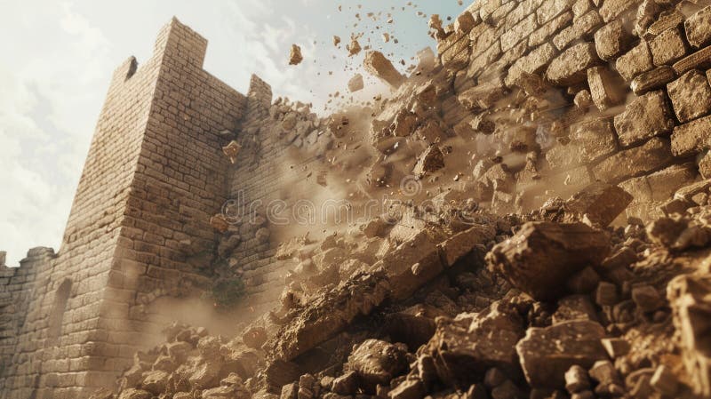 A Pile of Debris Next To a Brick Structure Stock Image - Image of ...