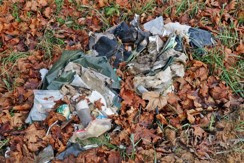 A Pile of Decayed Industrial Urban Plastic Trash Left in the Forest ...
