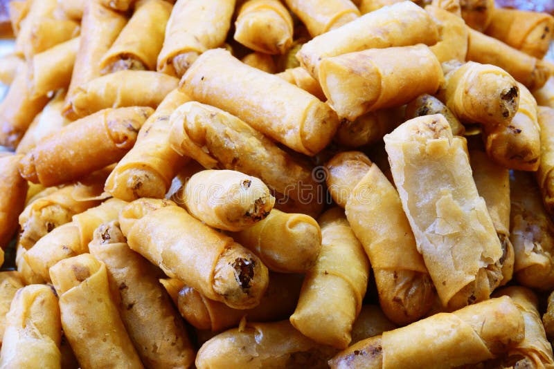 Pile of Deep Fried Spring Rolls Thai Spring Roll Stock Photo - Image of ...