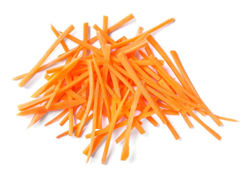 Pile of Delicious Carrot Sticks Isolated on White, Top View Stock Image ...