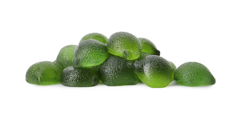 Pile of Delicious Gummy Lime Candies on White Background Stock Photo ...