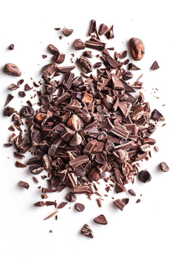 A Pile of Delicious-looking Chocolate Chips on a White Surface, Perfect ...