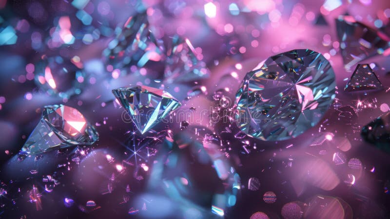 Pile of Diamonds Cascading Onto a Reflective Surface Sparkle Brightly ...
