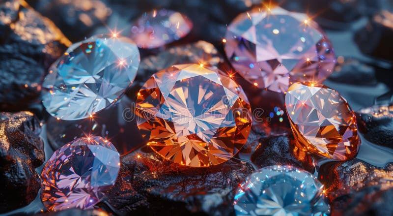 A Pile of Diamonds of Different Colors are Sitting on Top of Each Other ...