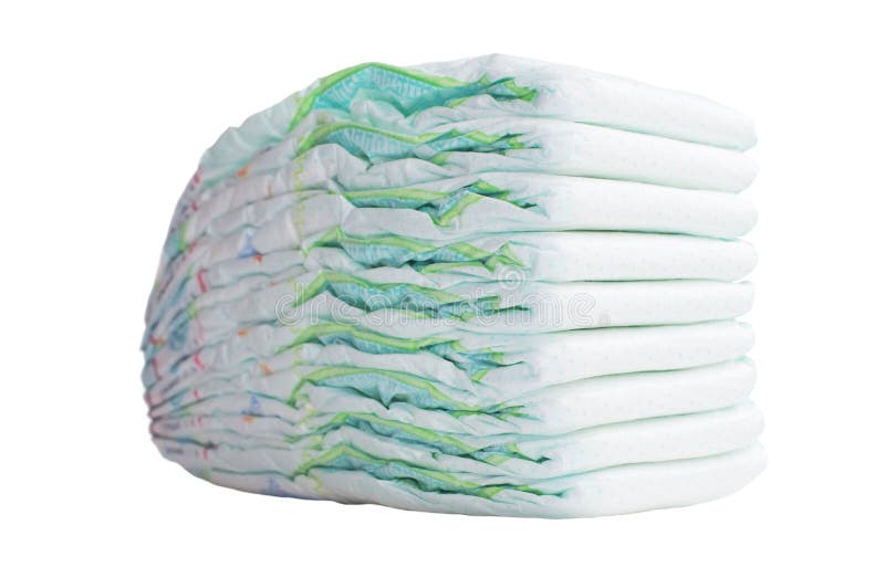 Pile of Diapers on White Background Stock Image - Image of months ...