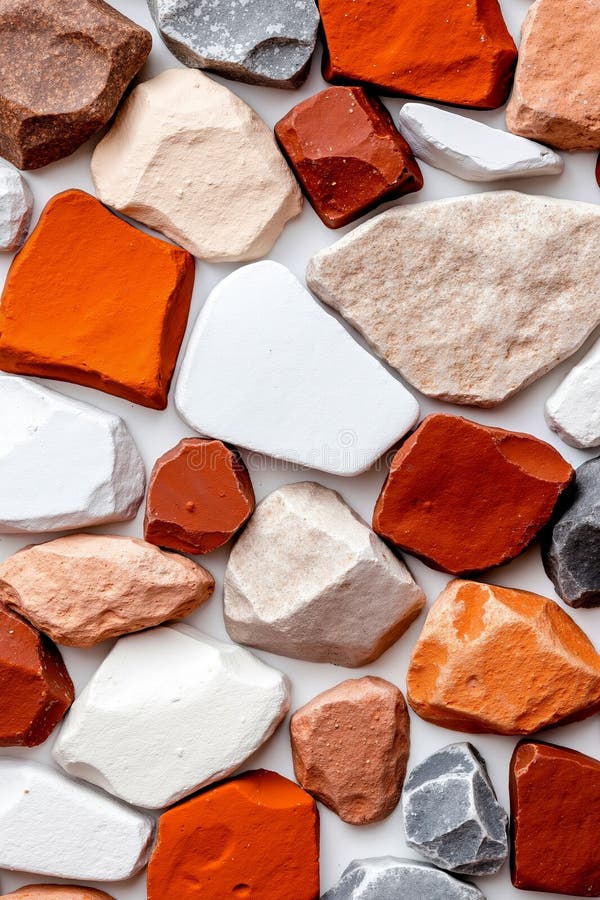 A Pile of Different Colored Rocks on a White Surface Stock Photo ...
