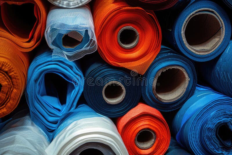 A Pile of Different Colored Rolls of Fabric, Perfect for Textile Design ...