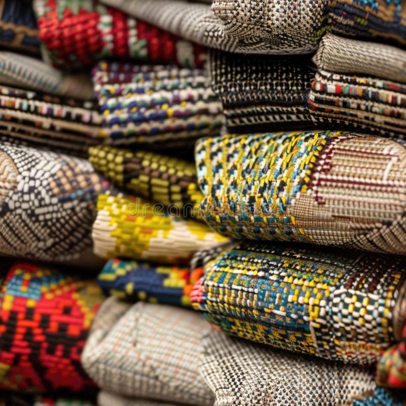 A Pile of Different Colored Woven Items. Perfect for Textile Industry ...