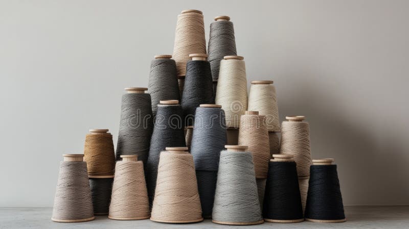 A Pile of Different Colored Yarns in a Pyramid Shape Stock Illustration ...