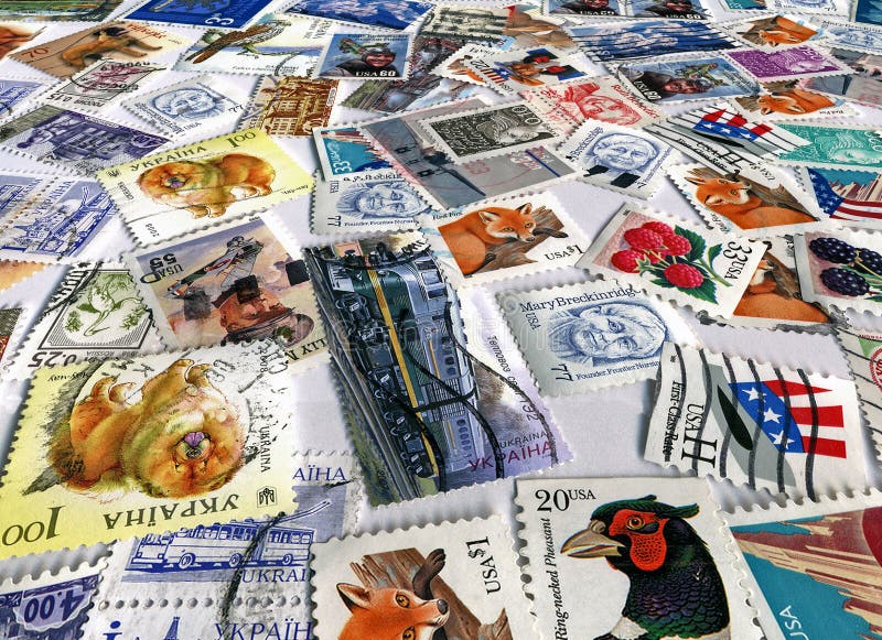 Colorful stamps background editorial stock photo. Image of antique ...