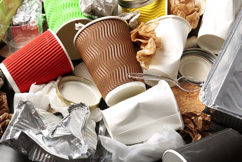 Different Garbage Falling into Trash Bag on White Background Stock ... Different Garbage Falling into Trash Bag on White Background Stock ...