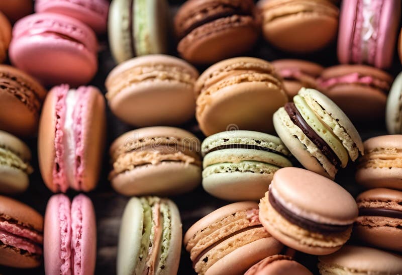 A Pile of Different Kinds of Macaroons that are Arranged Around Stock ...