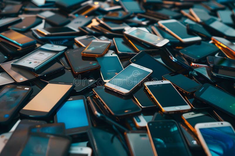 A Pile of Different Modern Smartphones Stock Illustration ...