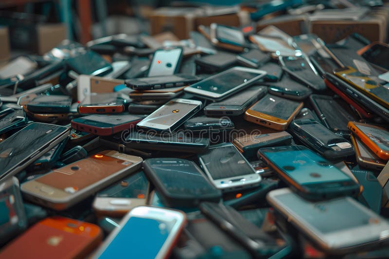 A Pile of Different Modern Smartphones Stock Illustration ...