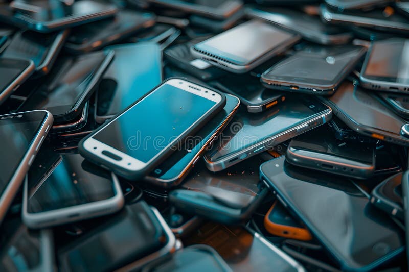 A Pile of Different Modern Smartphones Stock Illustration ...