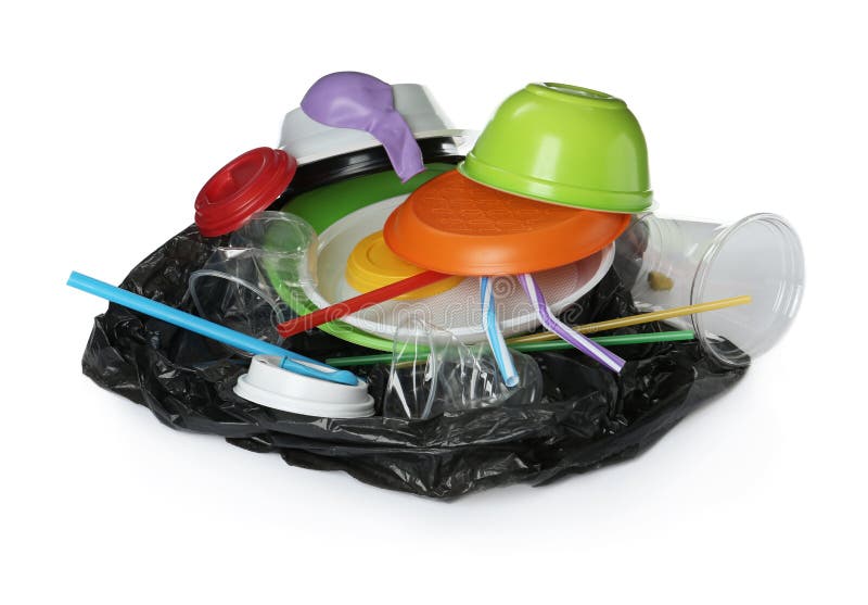 Pile of Different Plastic Items on White Background Stock Photo - Image ...