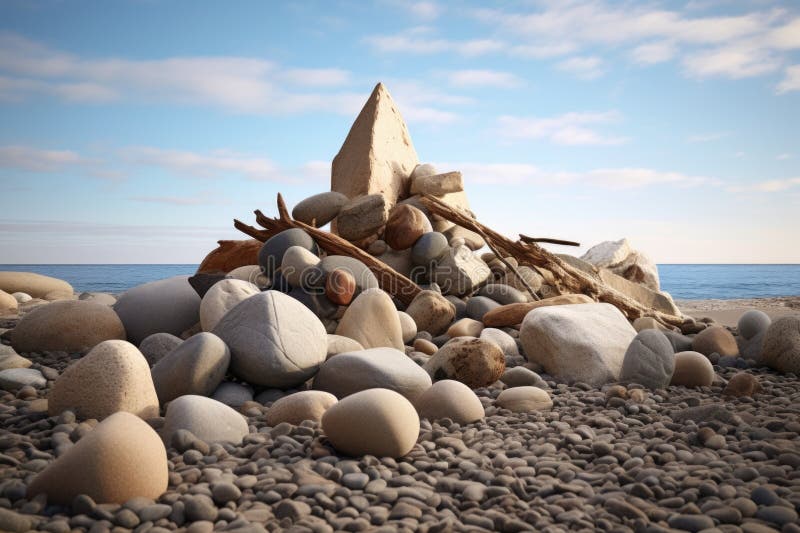 Pile of Different Shapes and Sized Rocks on a Beach Stock Image - Image ...