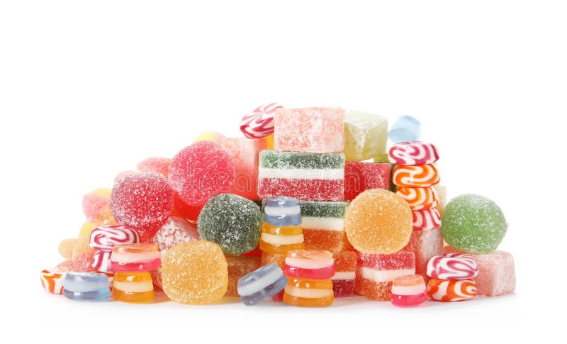 Pile of Different Tasty Sweets on White Background Stock Photo - Image ...