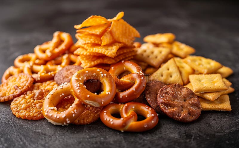 A Pile of Different Types of Snacks Including Chips, Crackers, and ...