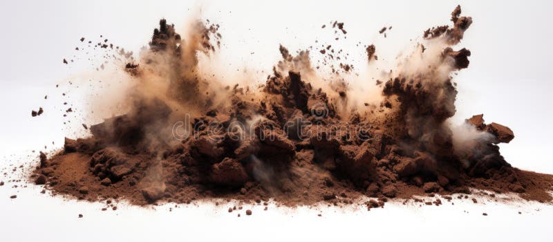 A Pile of Dirt is Exploding on a White Background Stock Photo - Image ...