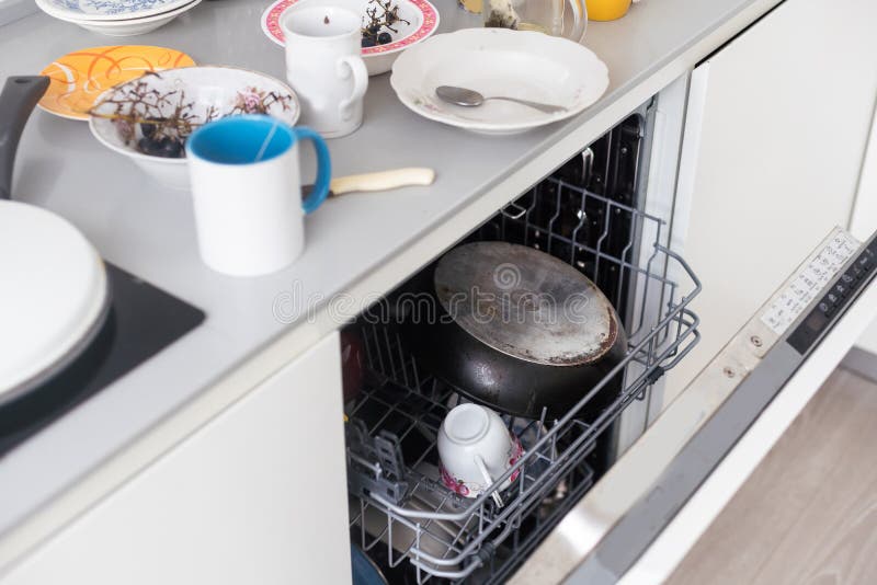 Pile of Dirty Dishes in the Kitchen Stock Image - Image of clean ...