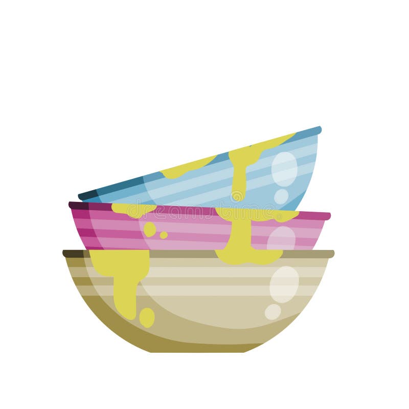 Pile of Dirty Plates. Stack of Kitchen Utensils after Lunch. Lots of ...