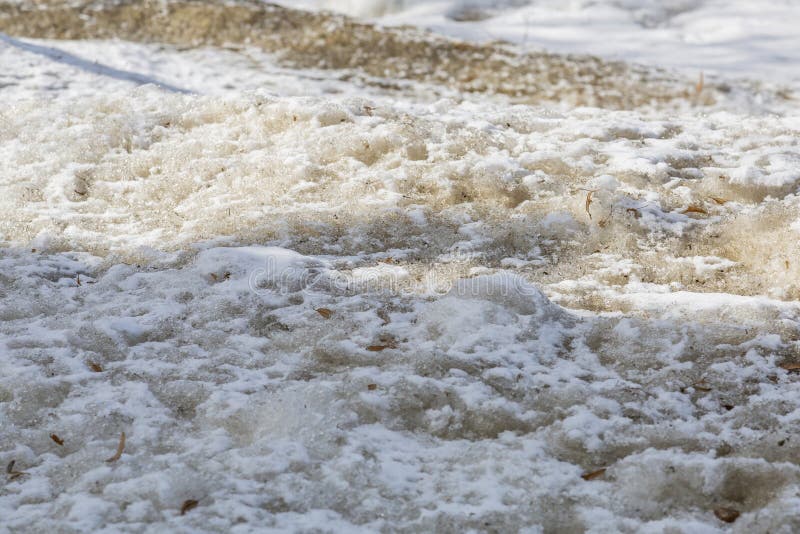 Pile of Dirty Snow in a Winter Park Stock Image - Image of ground ...