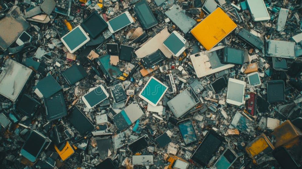 A Pile of Discarded and Broken Mobile Phones Stock Illustration ...