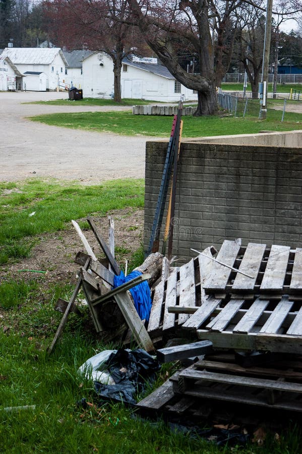 Pile of Rubbish in Empty Midwest Fairgrounds Stock Photo - Image of ...
