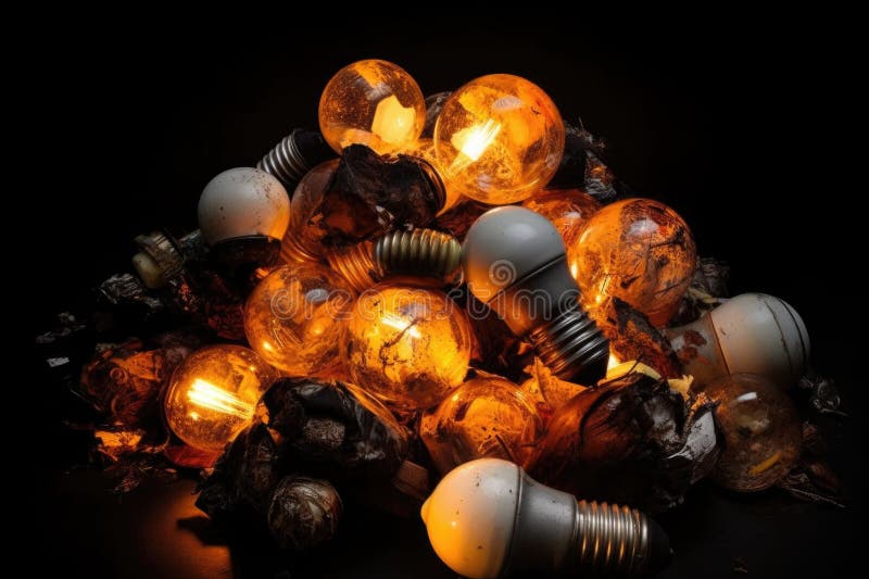 A Pile of Discarded Burnt-out Lightbulbs Stock Illustration ...