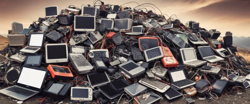 Pile of Discarded Electronic Devices Symbolizing E-waste Problem Stock ...