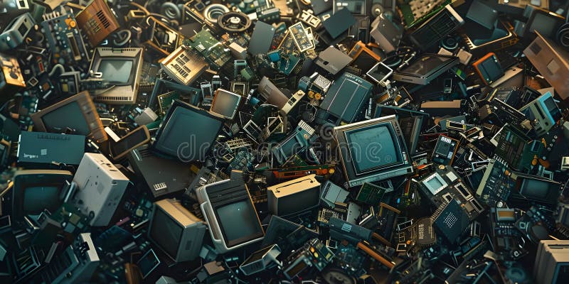Pile of Discarded Electronics Background, E-Waste Dump Background - Ai ...